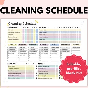 EDITABLE Cleaning Planner, Cleaning Checklist, Schedule, ADHD Cleaning ...