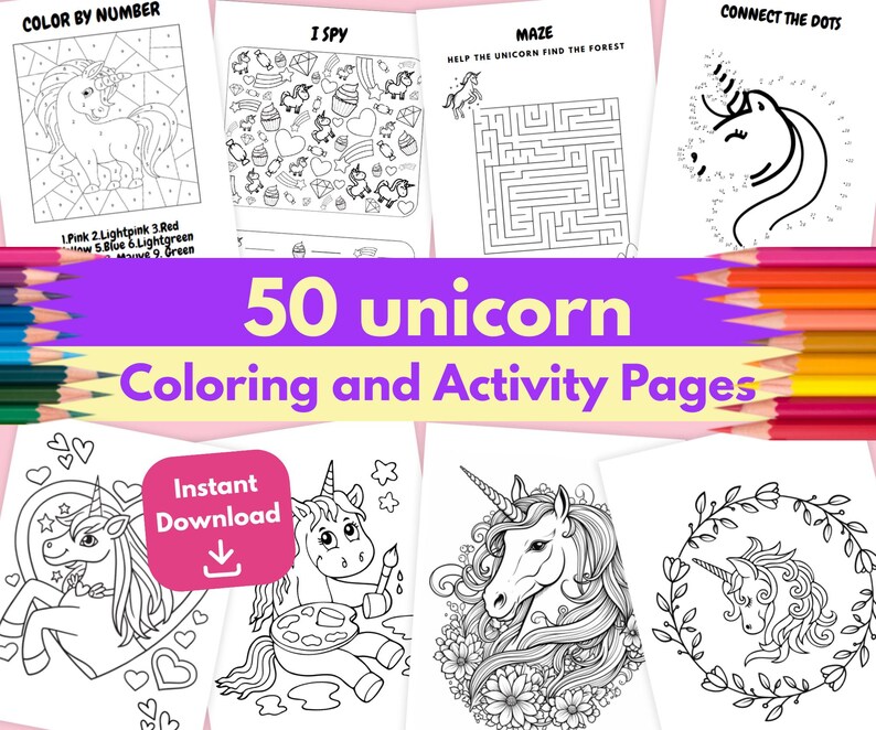 Unicorn Coloring Pages, Unicorn Activity Pages, Unicorn Printables ...