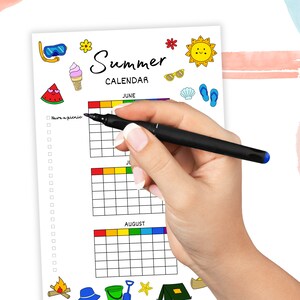 Summer Calendar Poster Printables Summer Fun Bucket List Family Planner ...