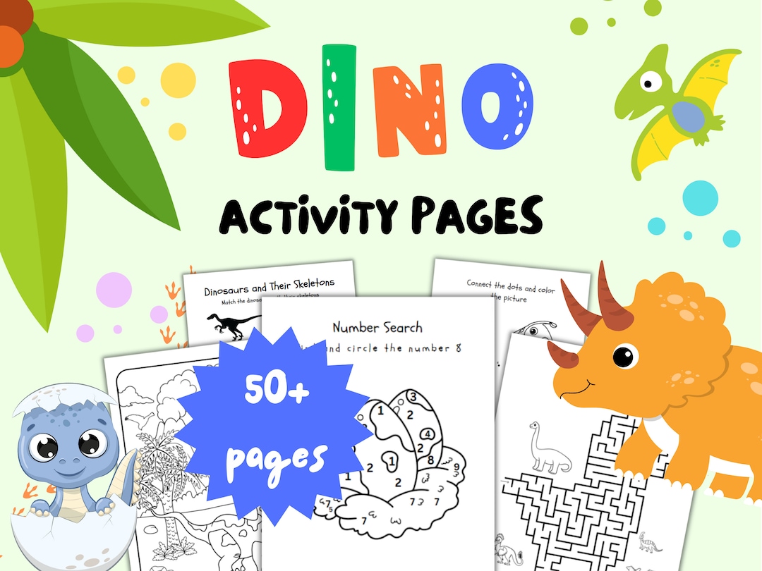 Dinosaur Activity Pages for Kids, Dinosaur Games, Printable Coloring ...