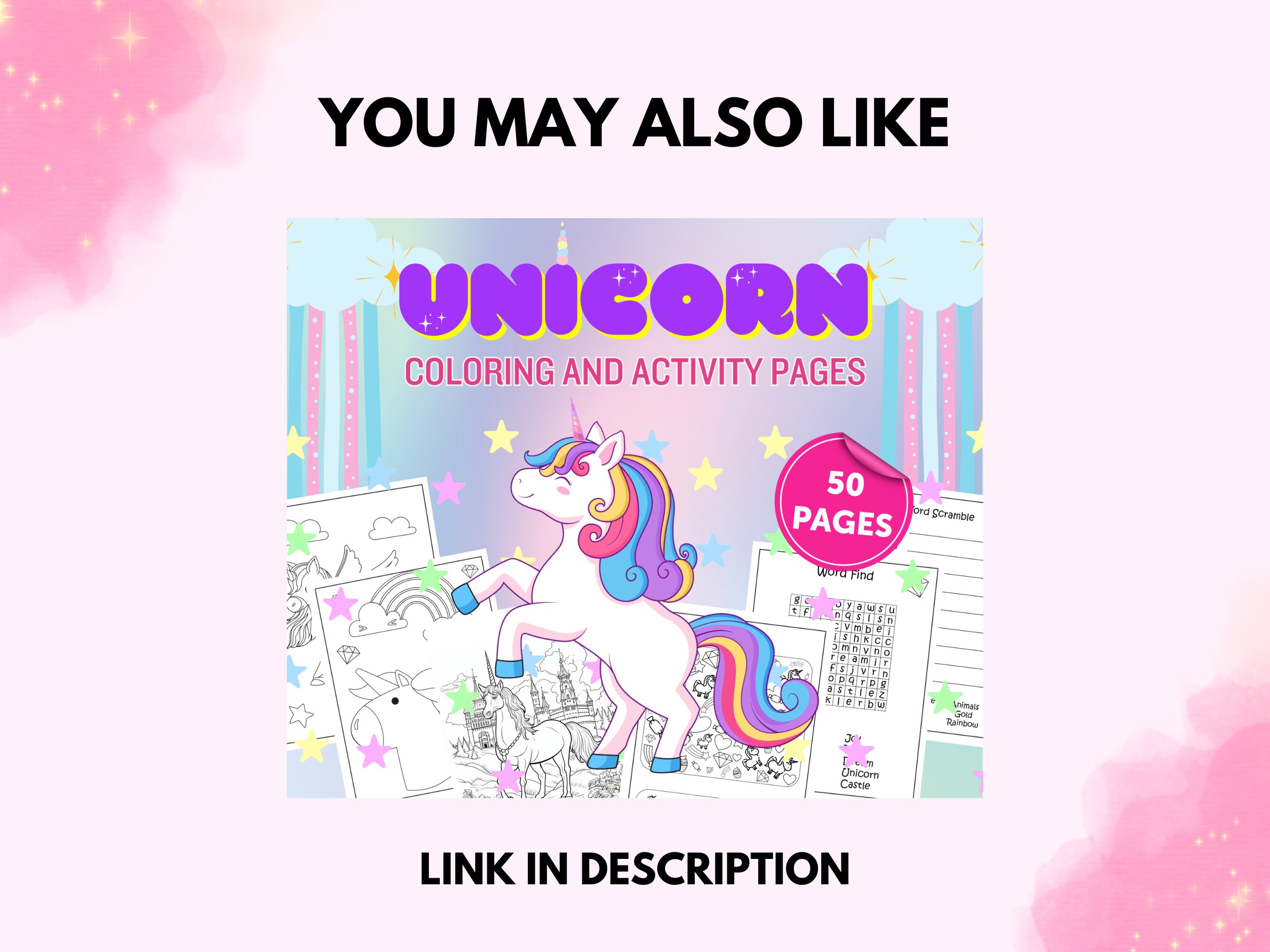 Unicorn Activity & Coloring Sheet, Unicorn Printable Kids Party Favor ...