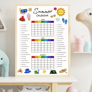Summer Calendar Poster Printables Summer Fun Bucket List Family Planner ...