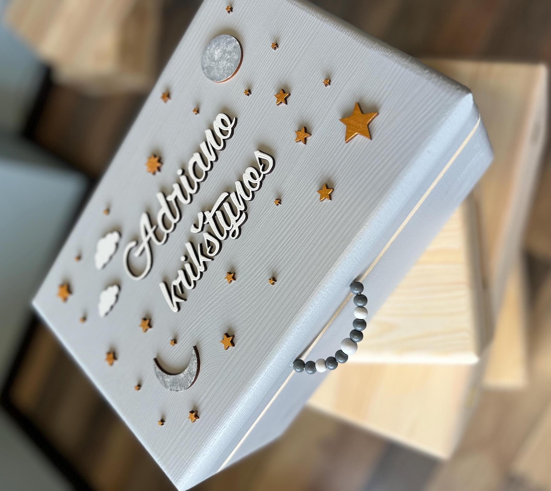 Personalized Big Moon Memory Box | Hand-painted Keepsake Box for Babies ...