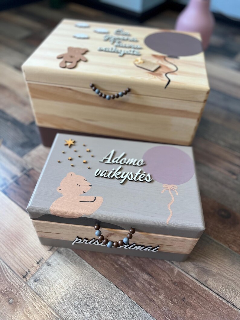 Personalized Bear Memory Box | Hand-painted Keepsake Box for Babies ...