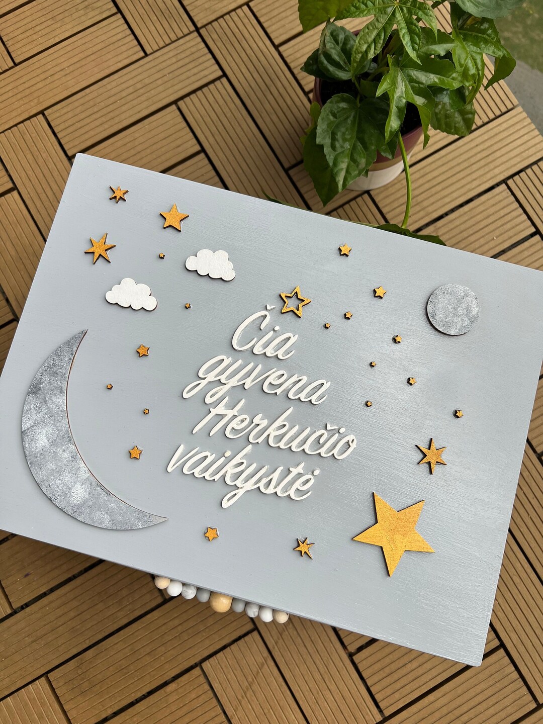 Personalized Big Moon Memory Box | Hand-painted Keepsake Box for Babies ...