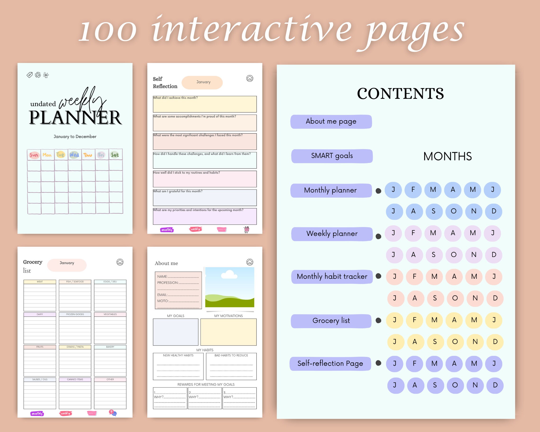 Digital Weekly Planner Undated - Etsy