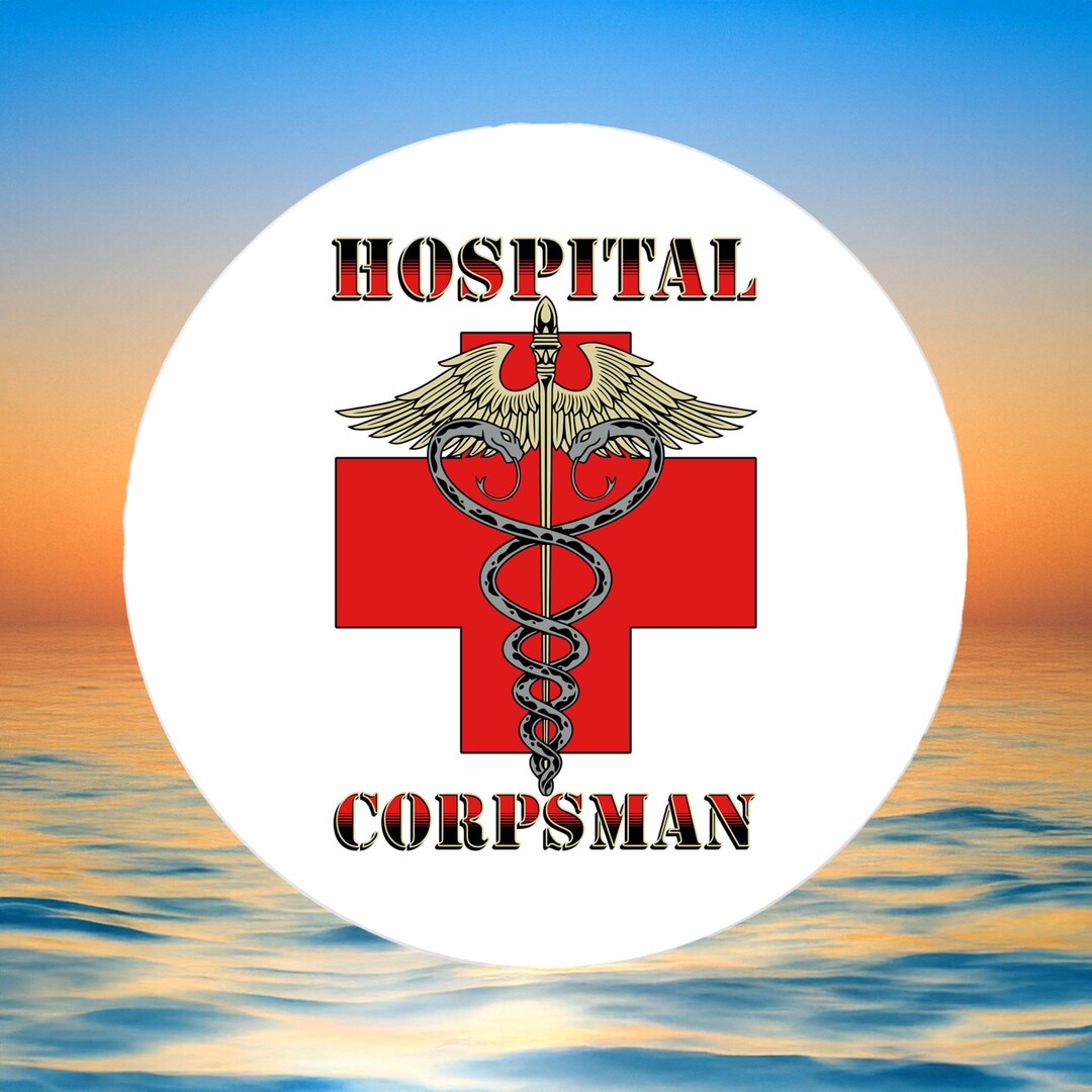 Hospital Corpsman Round Sticker, Indoor\outdoor Sticker, HM Sticker ...