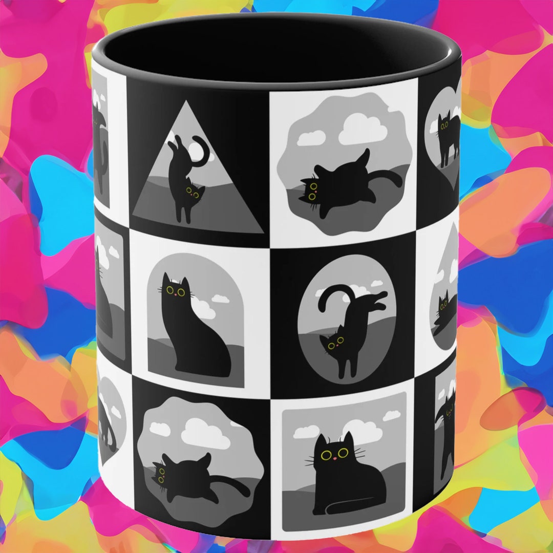 Black Cats Pattern Mug, 11oz Mug, Cat Coffee Mug, Cute Mug, Black Cats ...