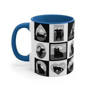 Black Cats Pattern Mug, 11oz Mug, Cat Coffee Mug, Cute Mug, Black Cats ...