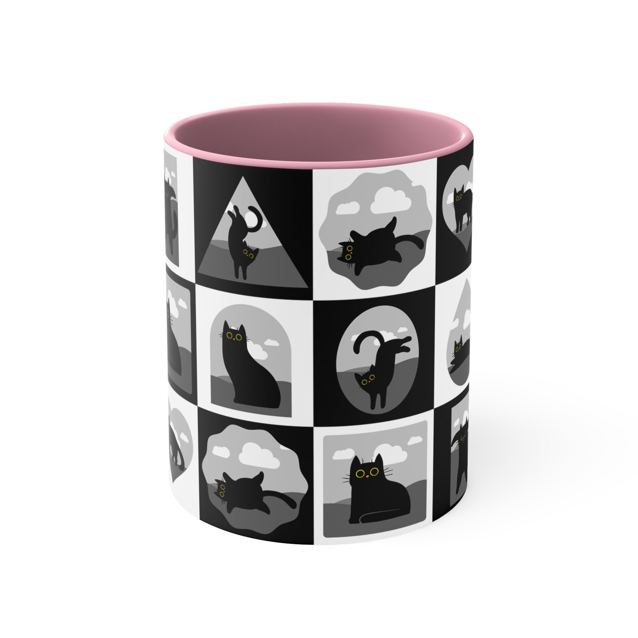 Black Cats Pattern Mug, 11oz Mug, Cat Coffee Mug, Cute Mug, Black Cats ...