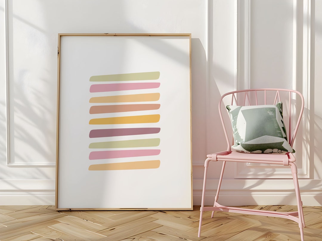 Pastel Line Art Print Modern Line Art Desert Pastel Colorblock Art ...