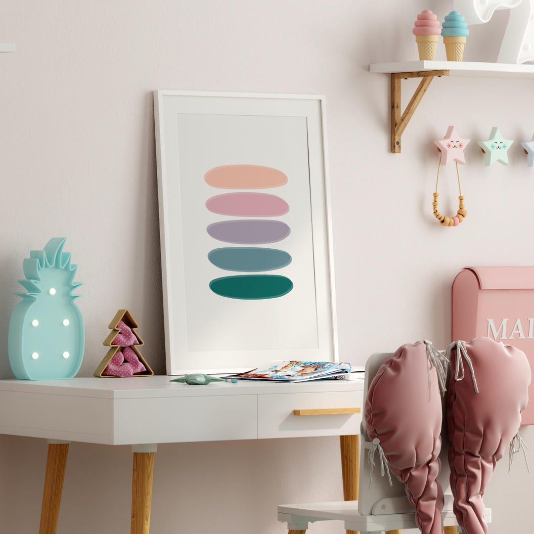 Mermaid Colorblock Art Print - Oval Abstract Wall Art - Contemporary ...