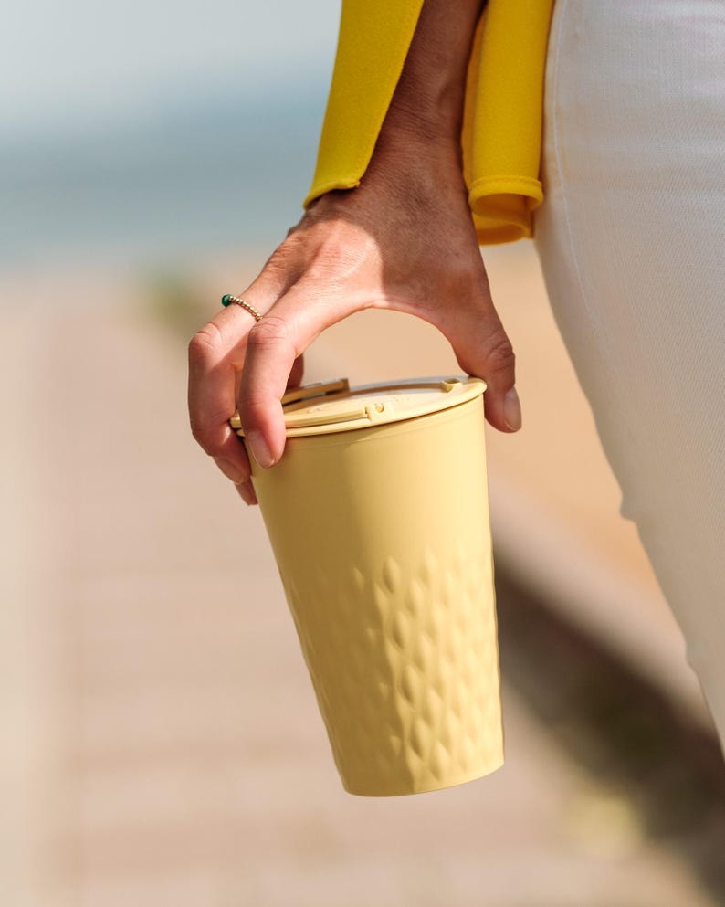 Net Zero Cup Plant Based, Sustainable, BPA Free and Reusable Coffee Cup (16oz / 420ml) - Lemon ...