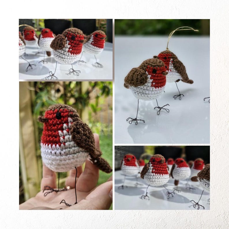 Crocheted Robin Christmas Ornament: Handmade Hanging or Free Standing ...