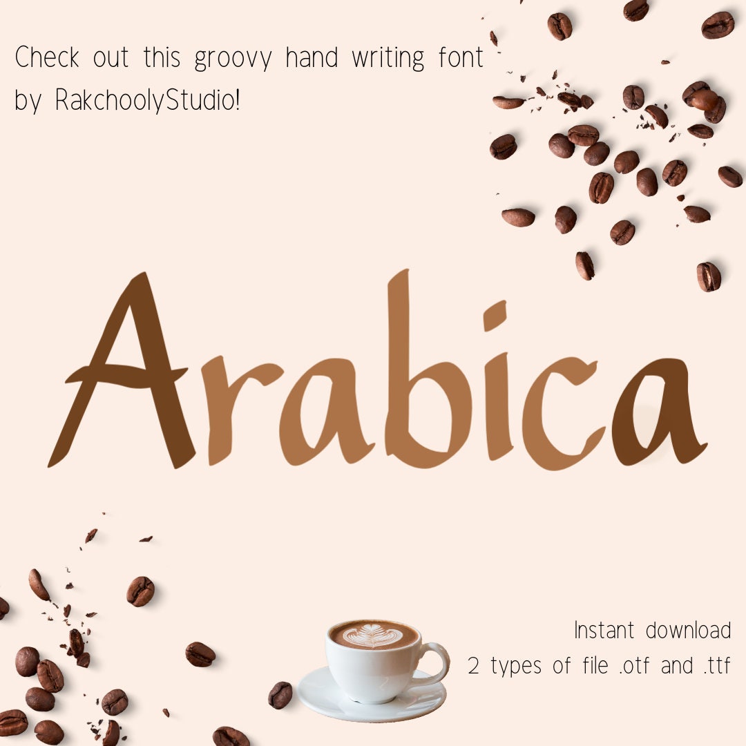 Arabica - Handwritten Font Digital Download Otf and Ttf File ,moroccan ...
