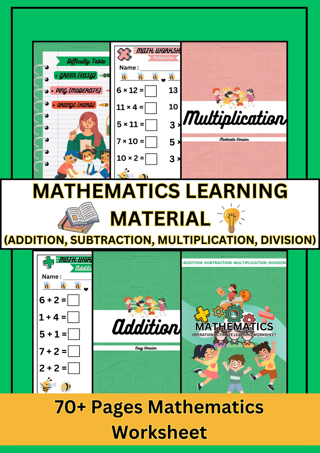 Math Worksheets Printable Instant Download Addition Subtraction ...