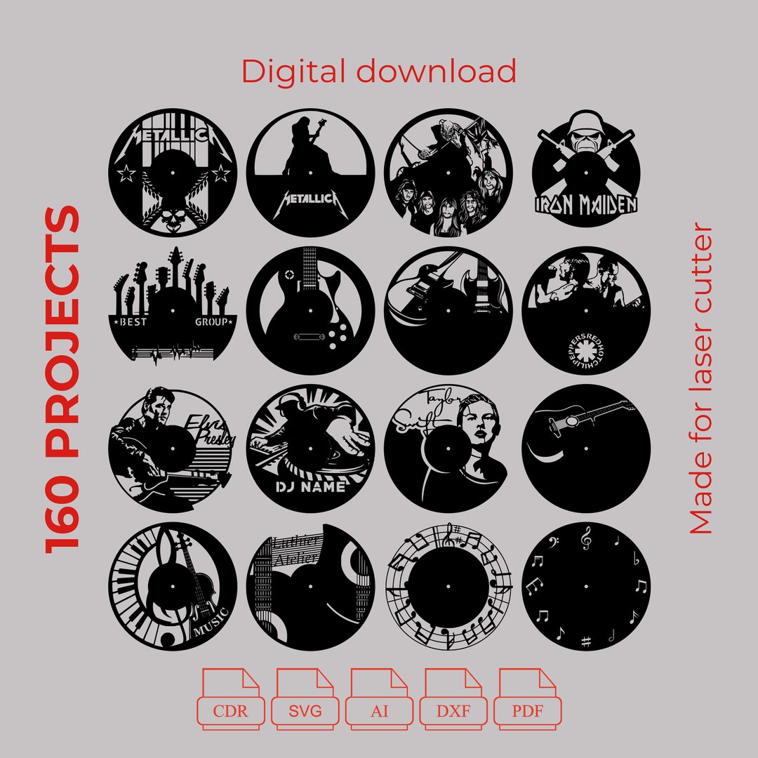 160 Projects Vinyl Clock Digital Vector File, Vinyl Clock File for Cnc ...