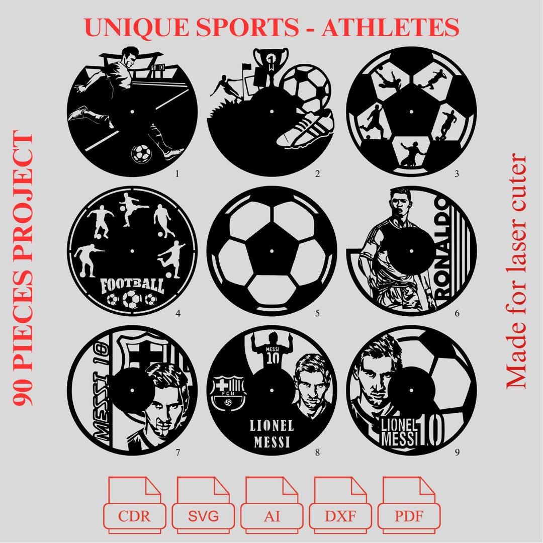 90 Projects Sports Athletes SVG Pack: CNC Laser Cutting Files (digital ...
