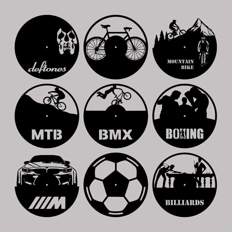 90 Designs Laser Cut Files for Wall Decor | Vinyl Record Clock SVG DXF ...