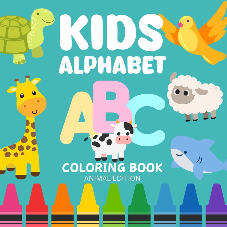 Kids Alphabet Coloring Book Animal Edition digital Files Instant ...