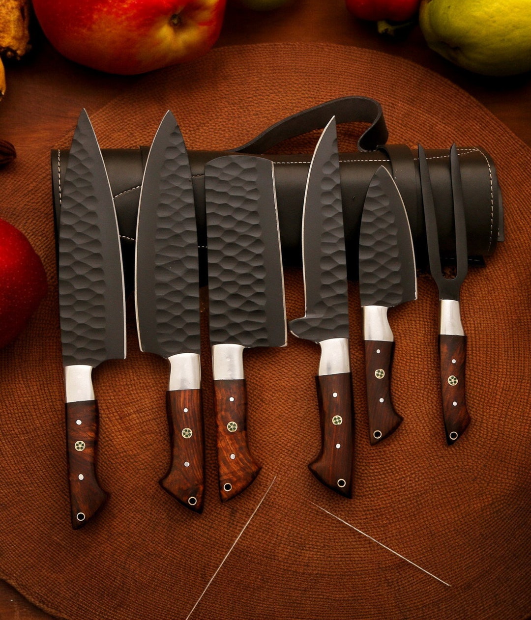 6 Pcs Kitchen Knife Set Stainless Steel Chef Set, Forged Ultra Sharp ...