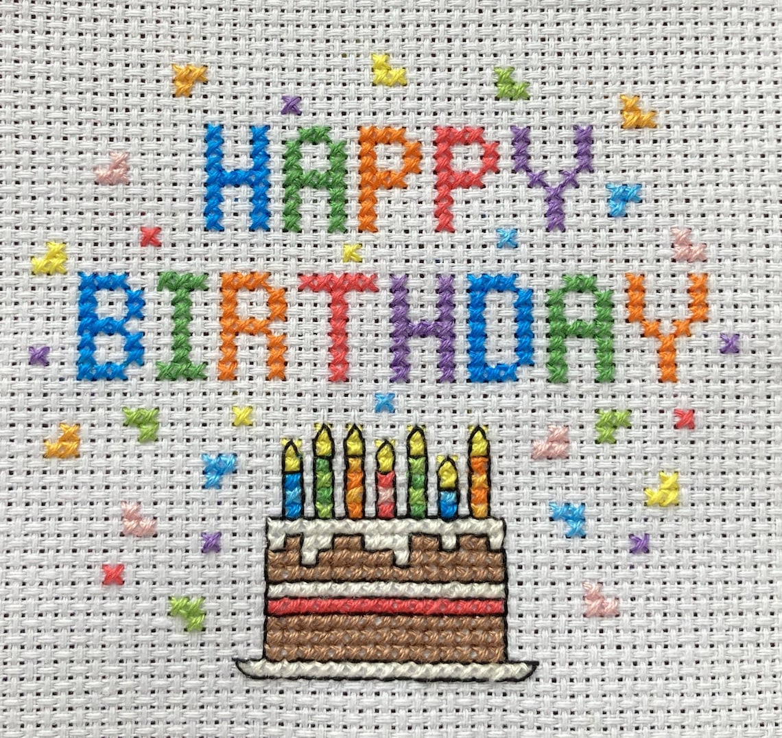 Happy Birthday Cross Stitch Pattern (PDF) - Etsy