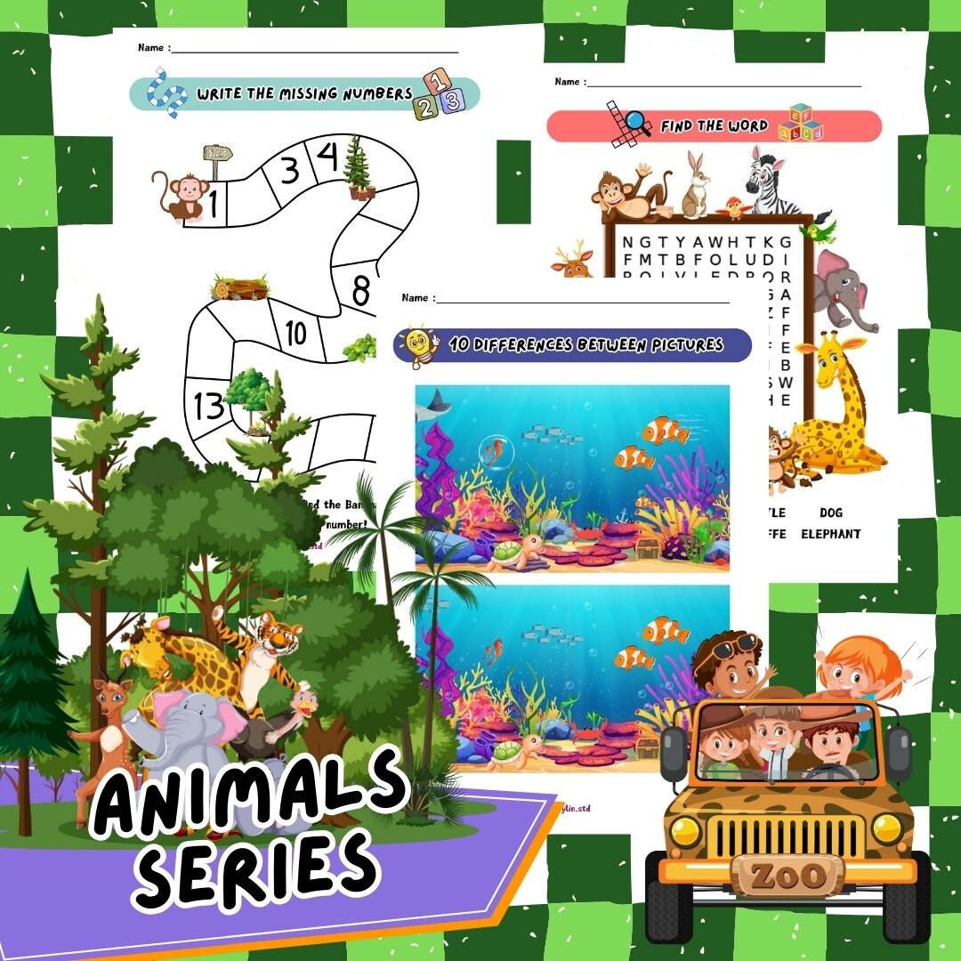 10 Children Worksheet Pre School Kids Animal Series Part I activities ...