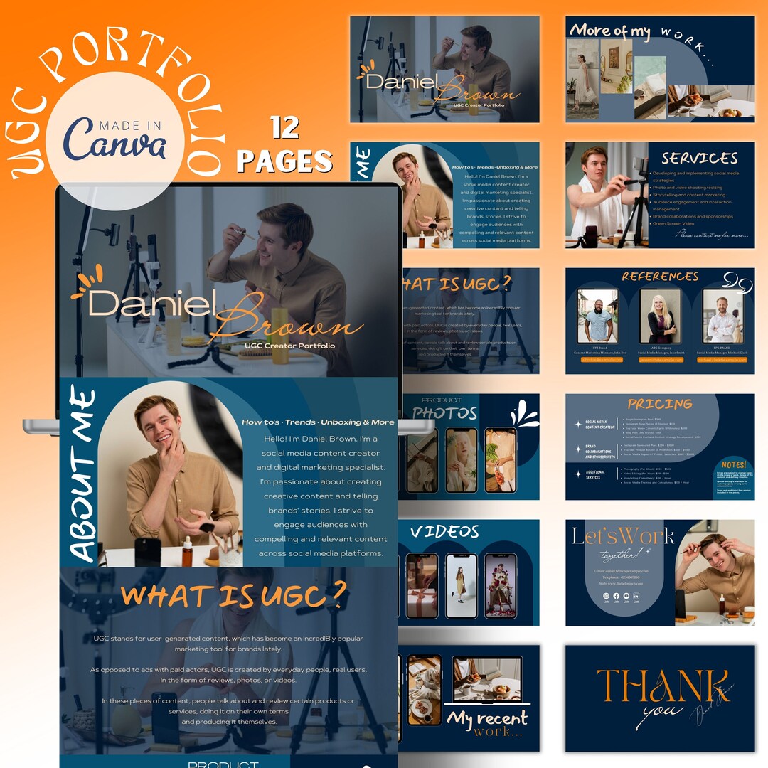 UGC Portfolio for Men UGC Portfolio Canva Template UGC Template Content ...