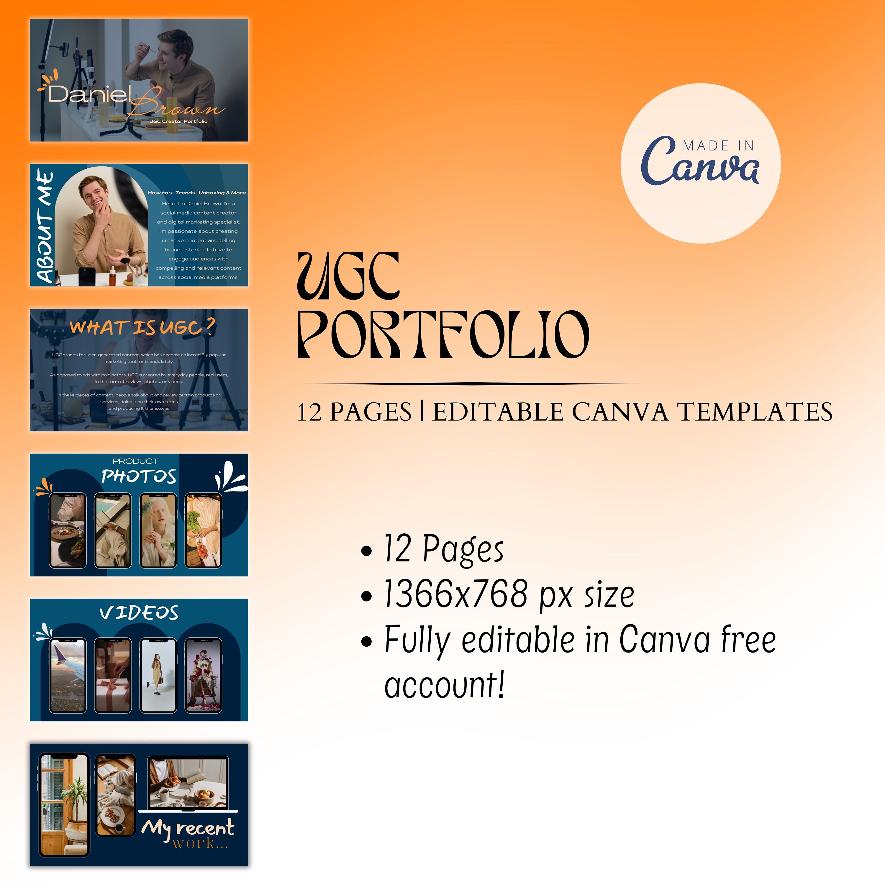 UGC Portfolio for Men UGC Portfolio Canva Template UGC Template Content ...