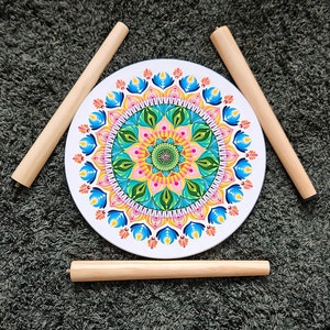 Artistic Hand-painted Wooden Dot Mandala Round Tea or Coffee Side ...