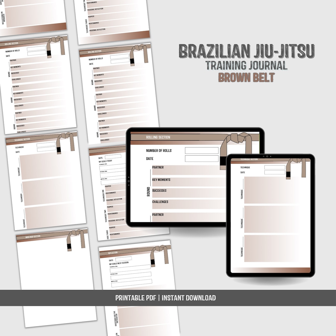 Jiu Jitsu Training Journal-brown Belt Planning & Progress Tracker ...