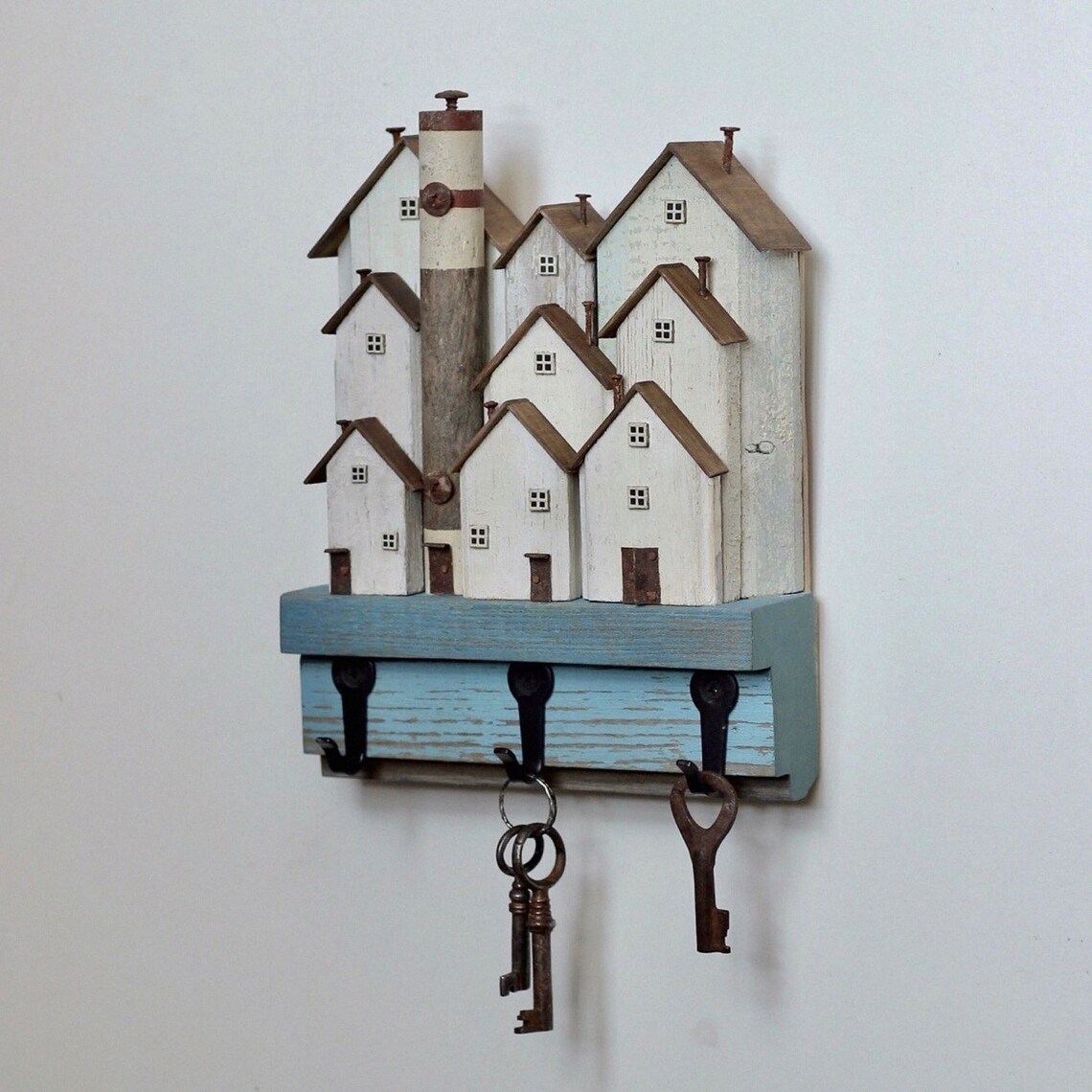 Wall Key Holder, Rustic Decor, Handmade Key Holder, Vintage Key Holder ...