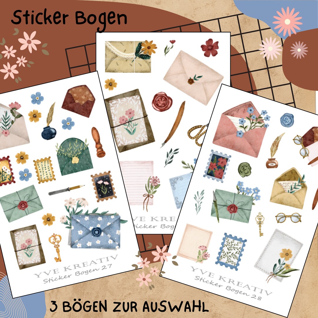 Sticker Sheet "romantic Nostalgia Letters" | Sticker Set - 3 Sheets of ...