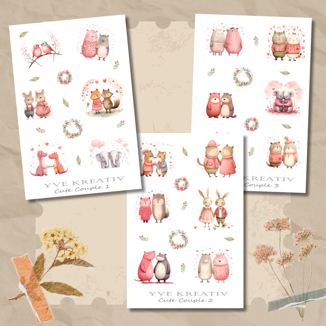 Sticker Sheet "cute Couple" | Sticker Set - 3 Sticker Sheets to Choose ...
