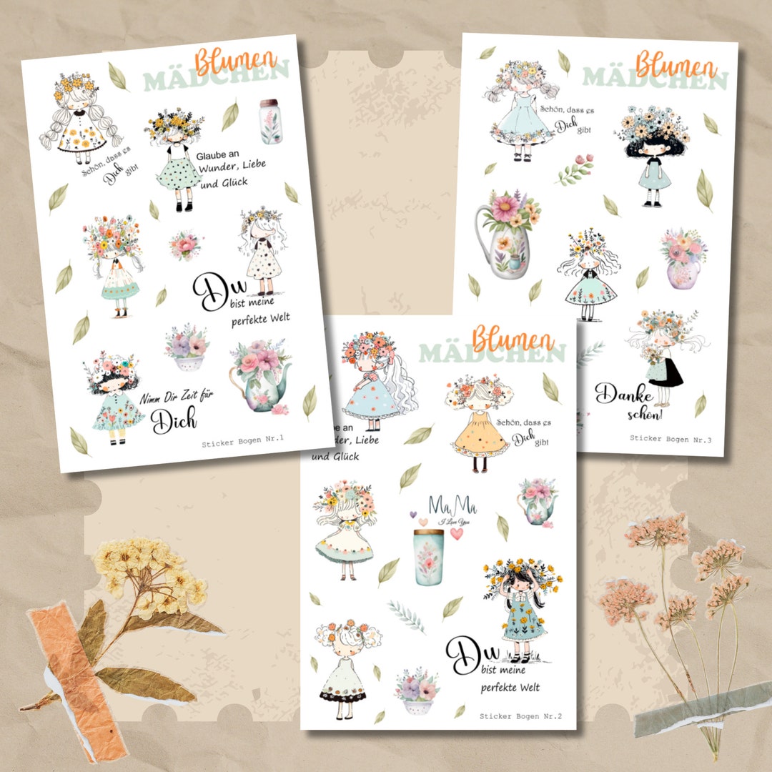 Sticker Sheet Sticker Sheet "flower Girl" | Sticker Set - 3 Sticker ...