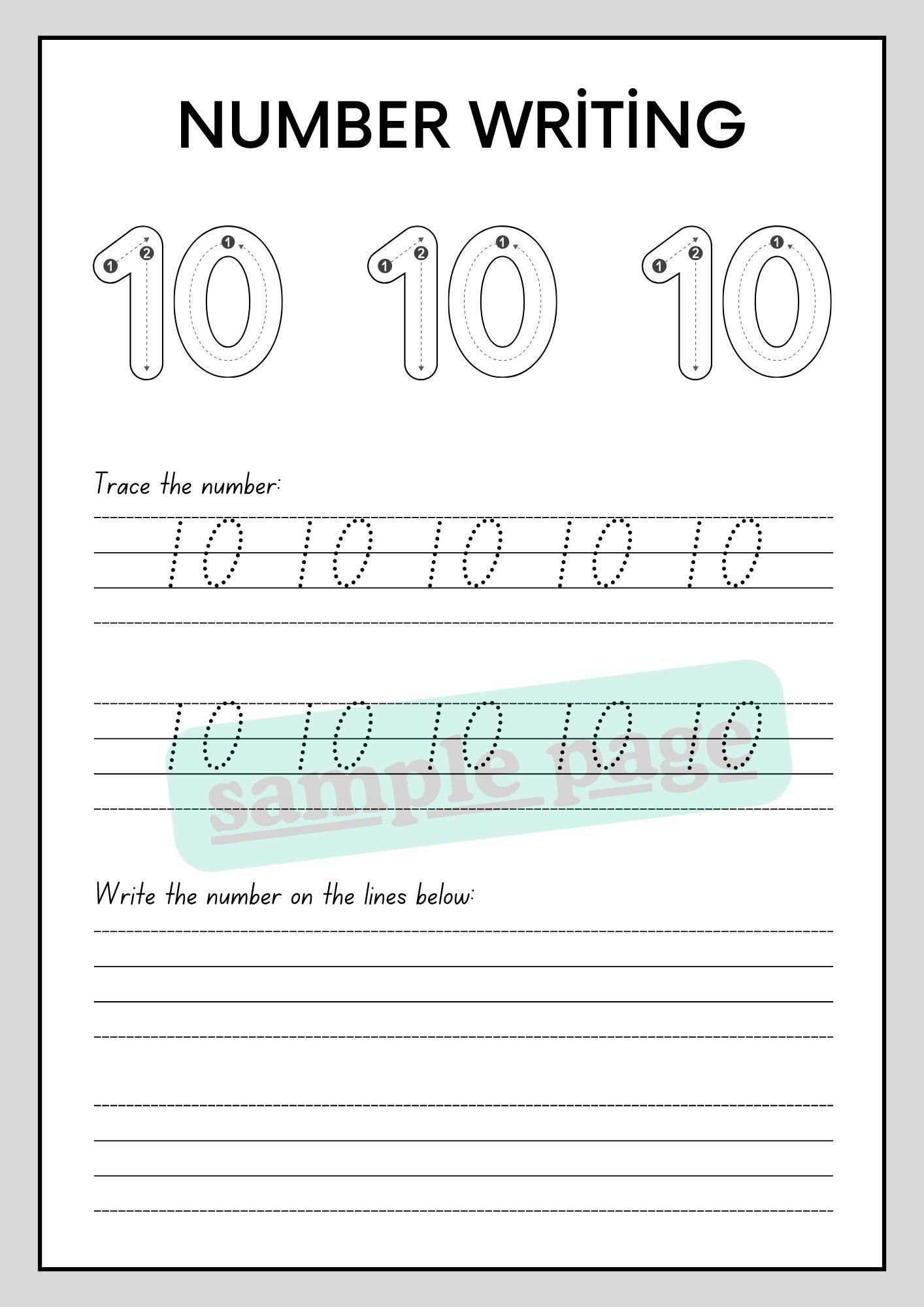 Number Writing 1 to 10 Worksheet | 10 PAGES | Tracing Worksheets for ...
