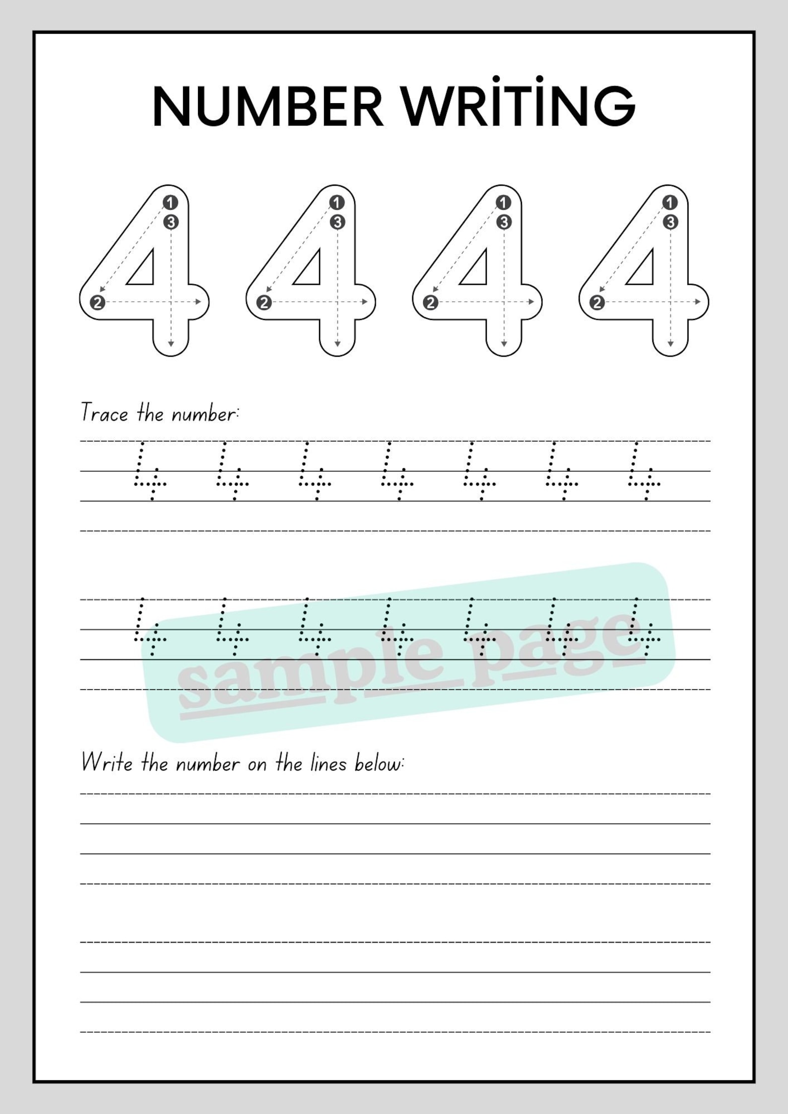 Number Writing 1 to 10 Worksheet | 10 PAGES | Tracing Worksheets for ...