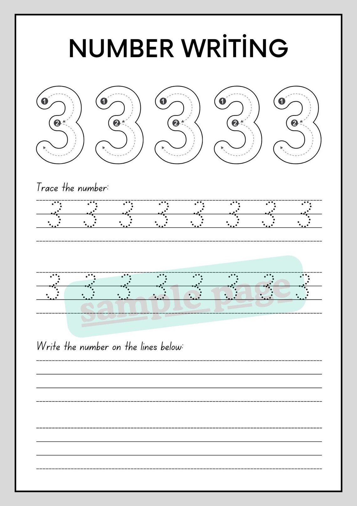 Number Writing 1 to 10 Worksheet | 10 PAGES | Tracing Worksheets for ...