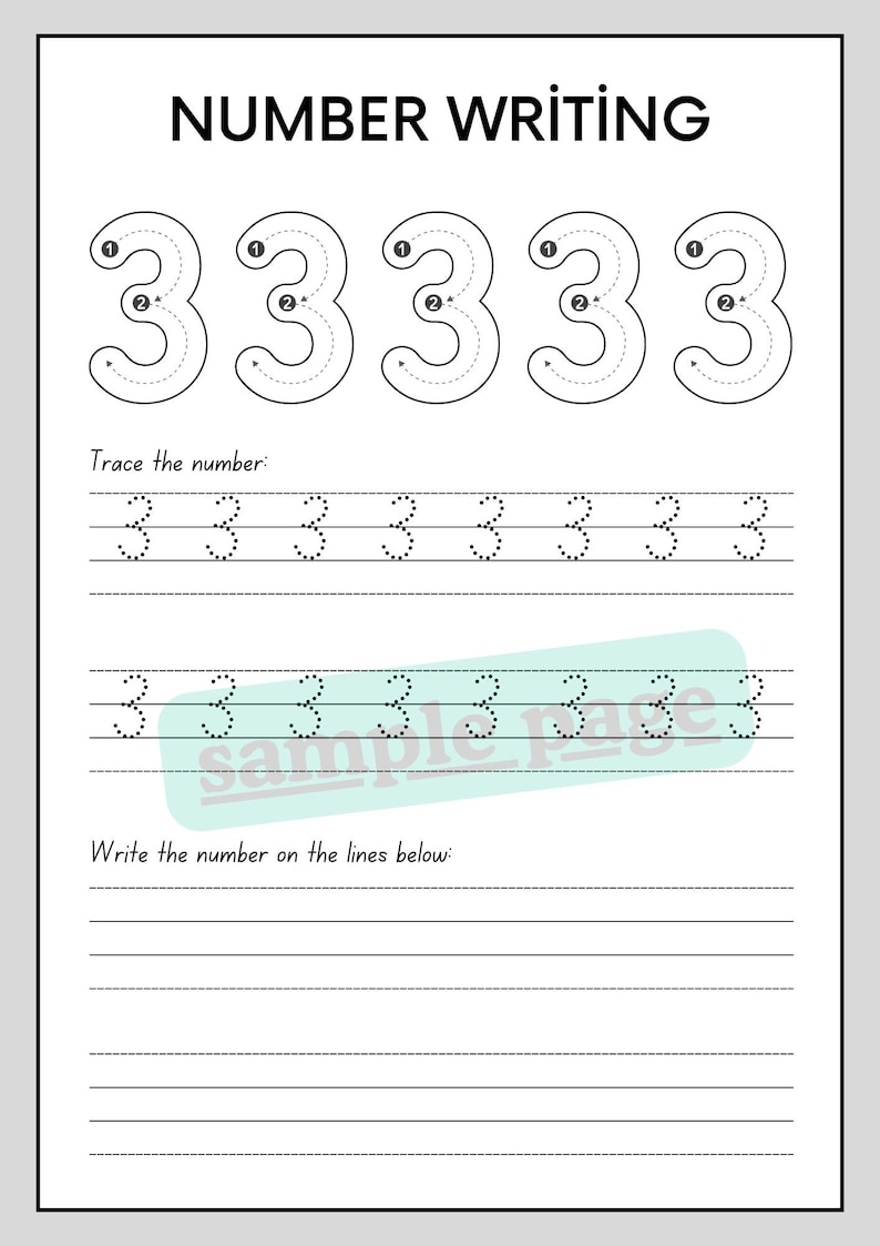 Number Writing 1 to 10 Worksheet | 10 PAGES | Tracing Worksheets for ...