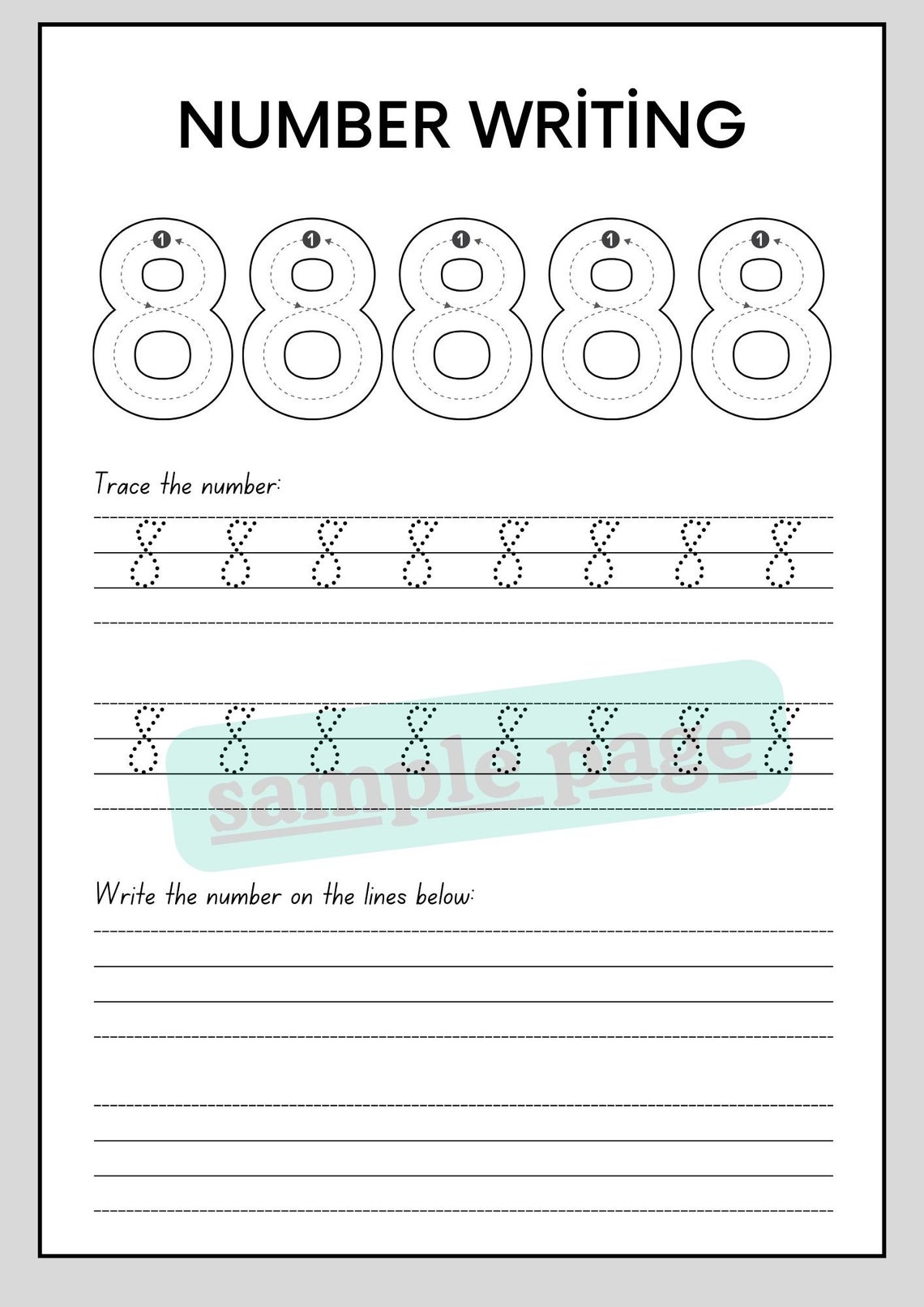 Number Writing 1 to 10 Worksheet | 10 PAGES | Tracing Worksheets for ...