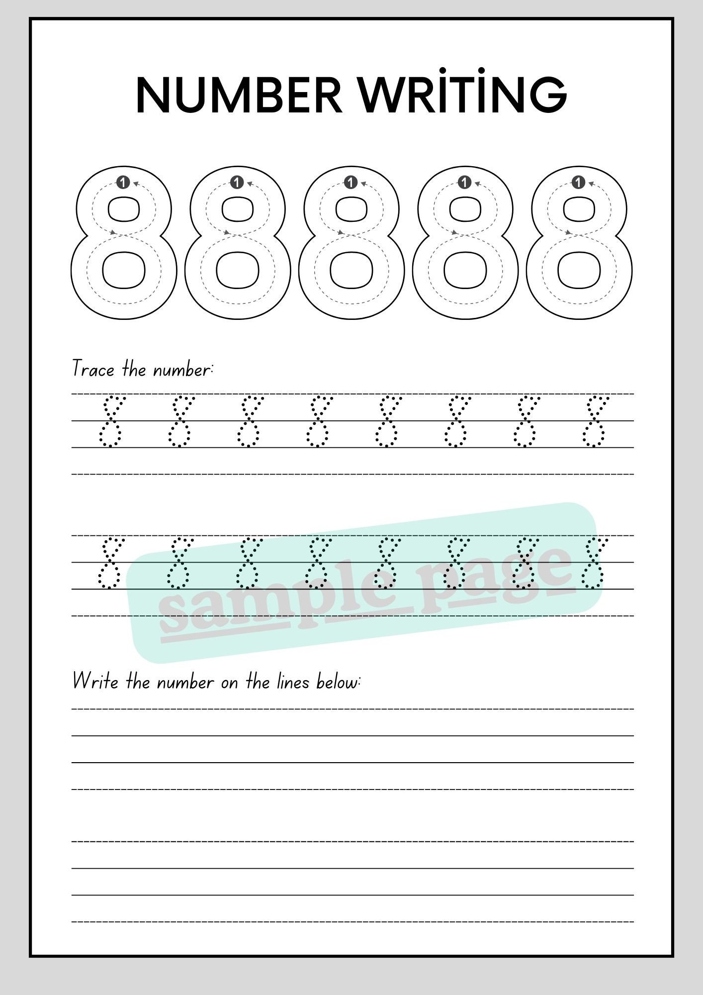 Number Writing 1 to 10 Worksheet | 10 PAGES | Tracing Worksheets for ...