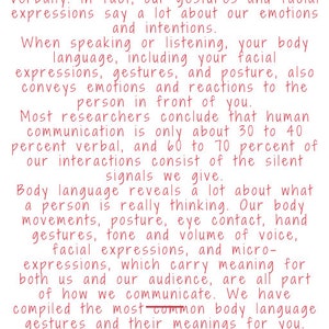 The Most Common 20 Body Language Gestures and Their Meanings - Etsy