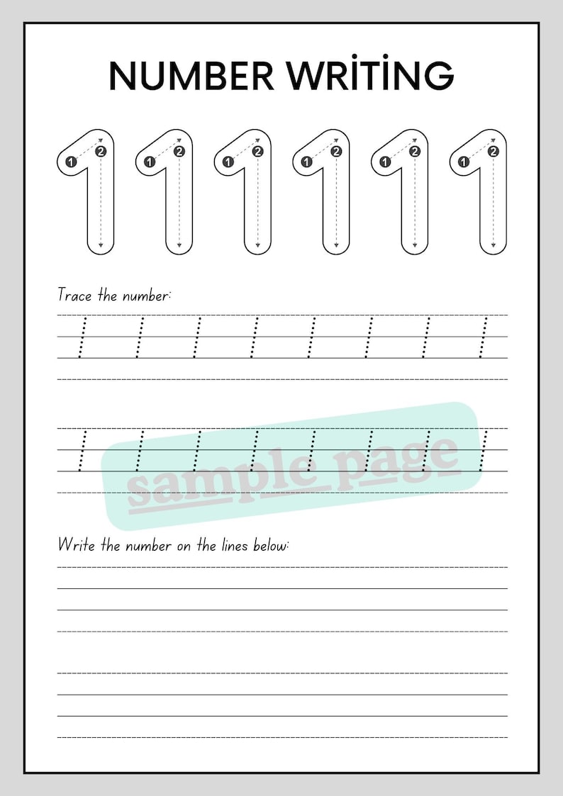 Number Writing 1 to 10 Worksheet | 10 PAGES | Tracing Worksheets for ...