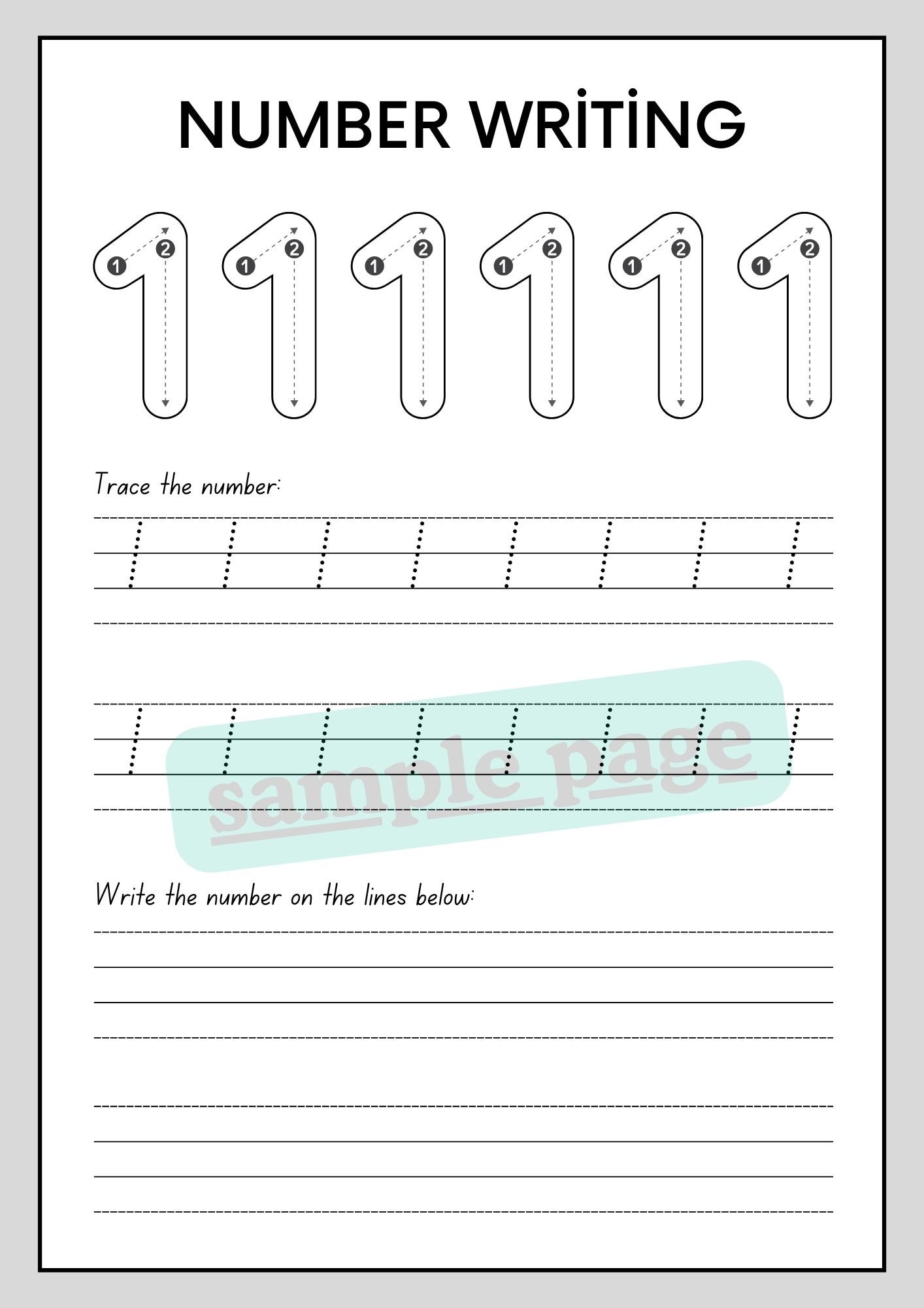 Number Writing 1 to 10 Worksheet | 10 PAGES | Tracing Worksheets for ...
