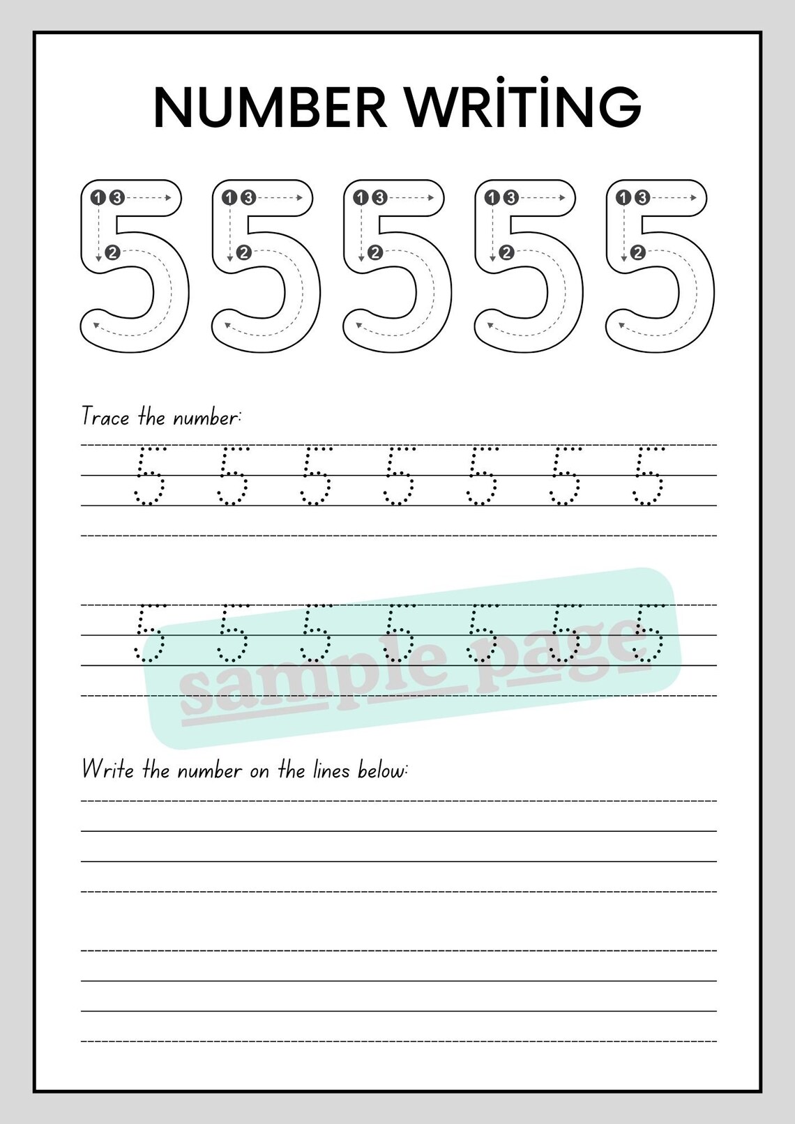 Number Writing 1 to 10 Worksheet | 10 PAGES | Tracing Worksheets for ...