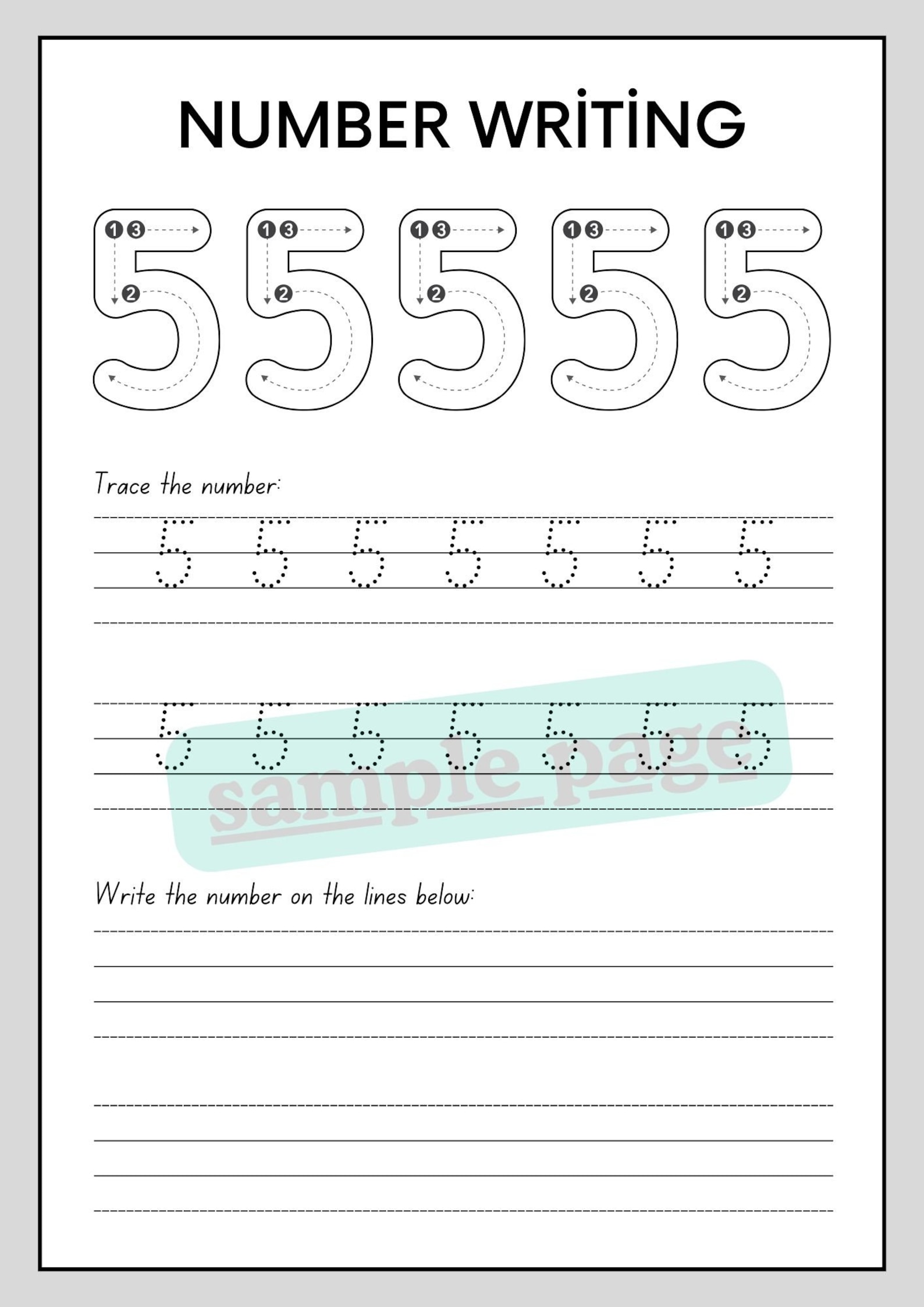 Number Writing 1 to 10 Worksheet | 10 PAGES | Tracing Worksheets for ...