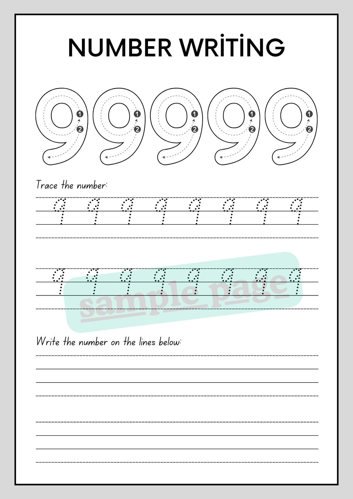 Number Writing 1 to 10 Worksheet | 10 PAGES | Tracing Worksheets for ...