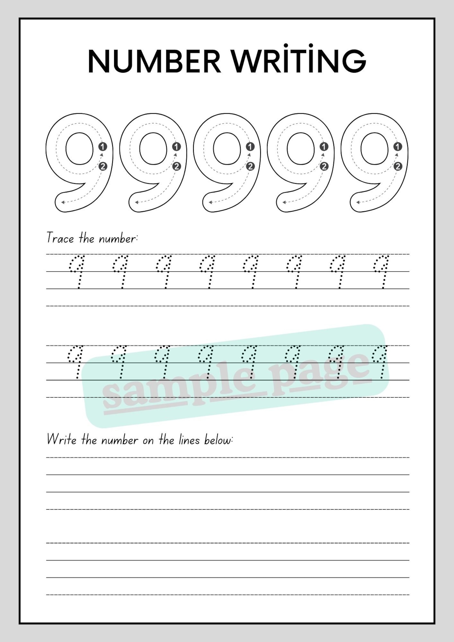 Number Writing 1 to 10 Worksheet | 10 PAGES | Tracing Worksheets for ...