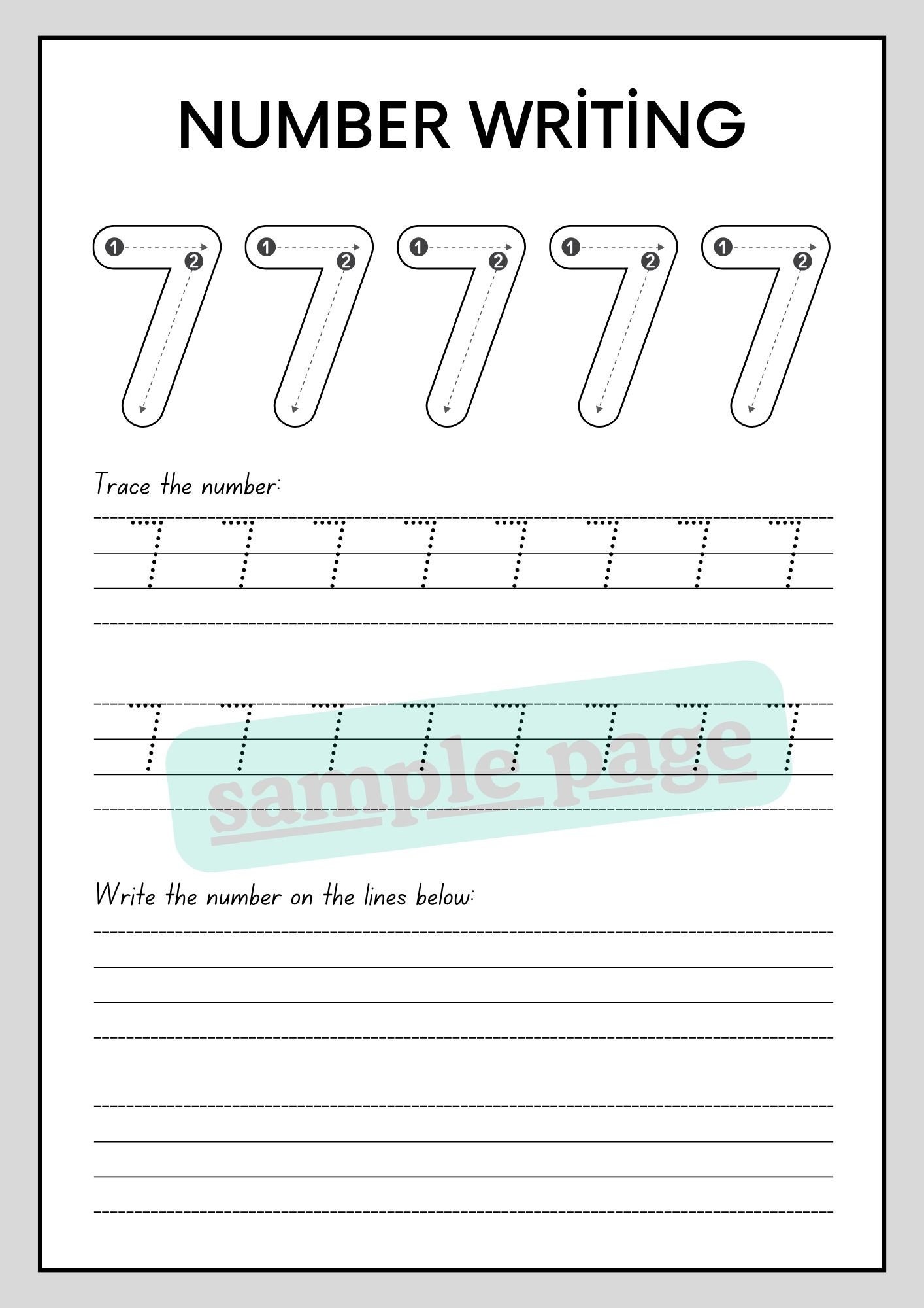 Number Writing 1 to 10 Worksheet | 10 PAGES | Tracing Worksheets for ...