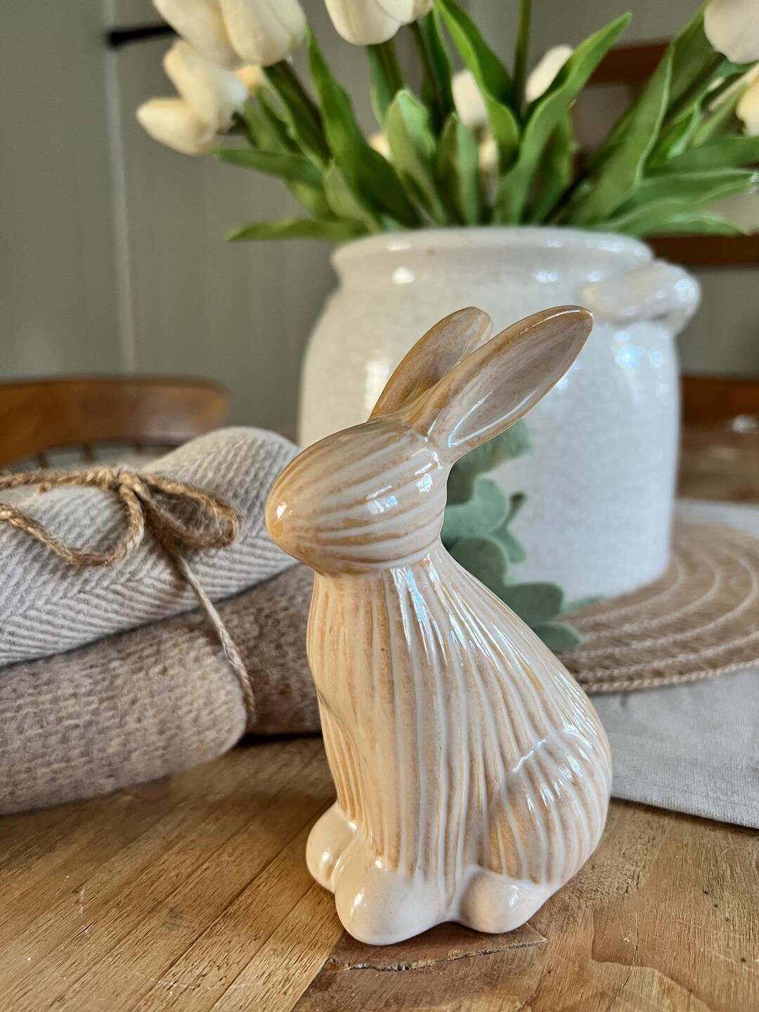 Ceramic Ribbed Bunny - Etsy
